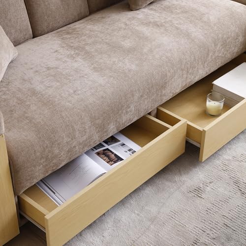 Ball & Cast 84.65" Sectional Sleeper Sofa Couch,Convertible Double Folding Couch Bed with Storage Ottoman and Arm,Reversible Loveseat W/Box & Drawer for Living Room,Apartment,Grey