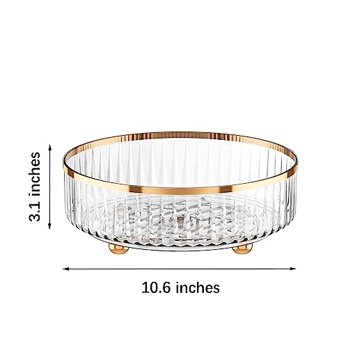 ANFENGLOU Lazy Susan Turntable Organizer for Cabinet, Makeup Perfume Tray with Large Capacity, Bathroom Vanity Tray, Skincare Organizers, Clear