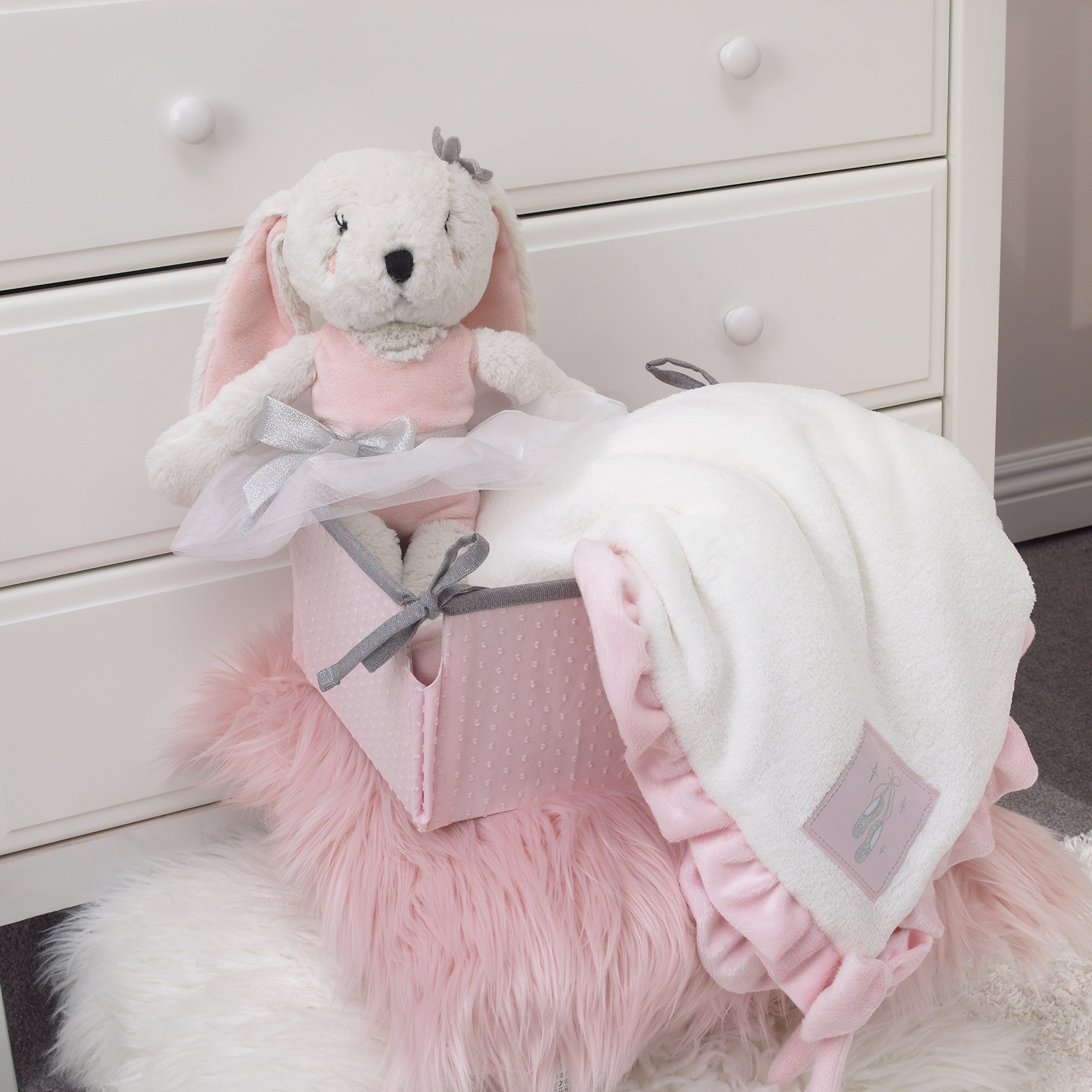 NoJo Ballerina Bows 4 Piece Nursery Crib Bedding Set, Pink/Silver/White