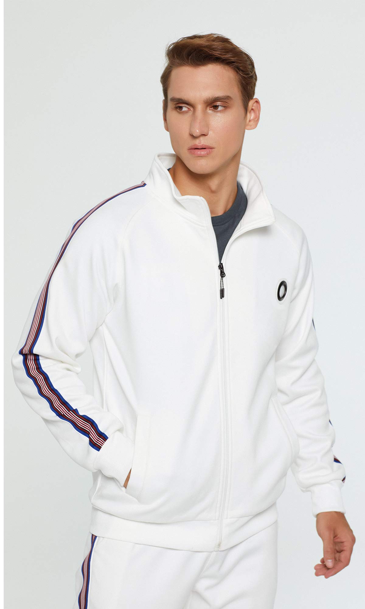 AOTORR Men's Sports Tracksuit Athletic Full Zip Casual Sweat Suits Jogging Gym Sweatsuit White XL