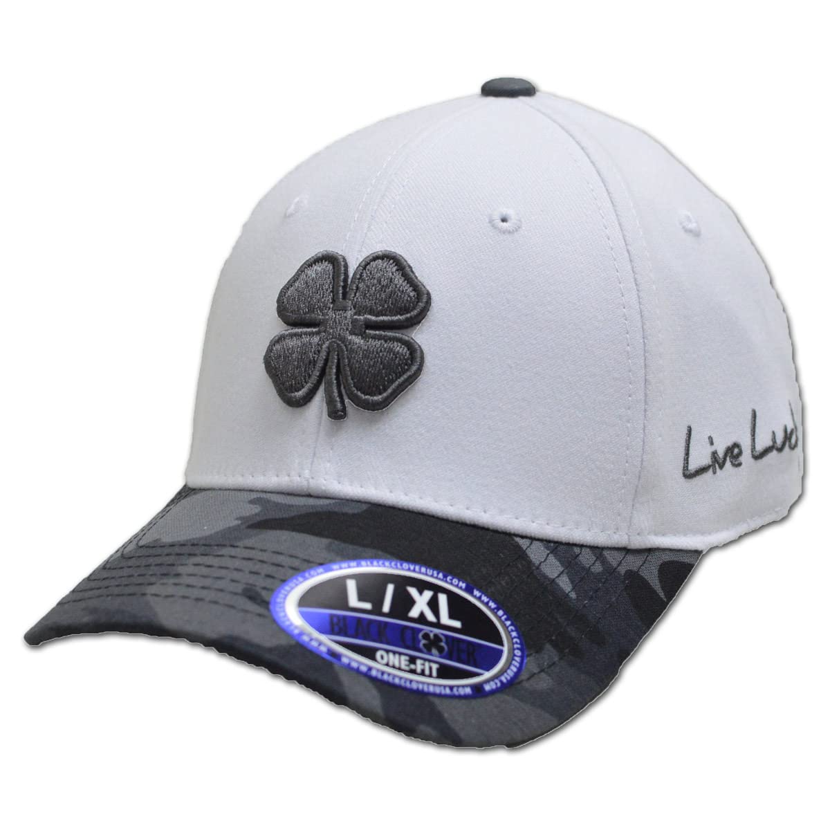 Black Clover Patriot Hat Charcoal Clover/White Wool/Camo LG/XL