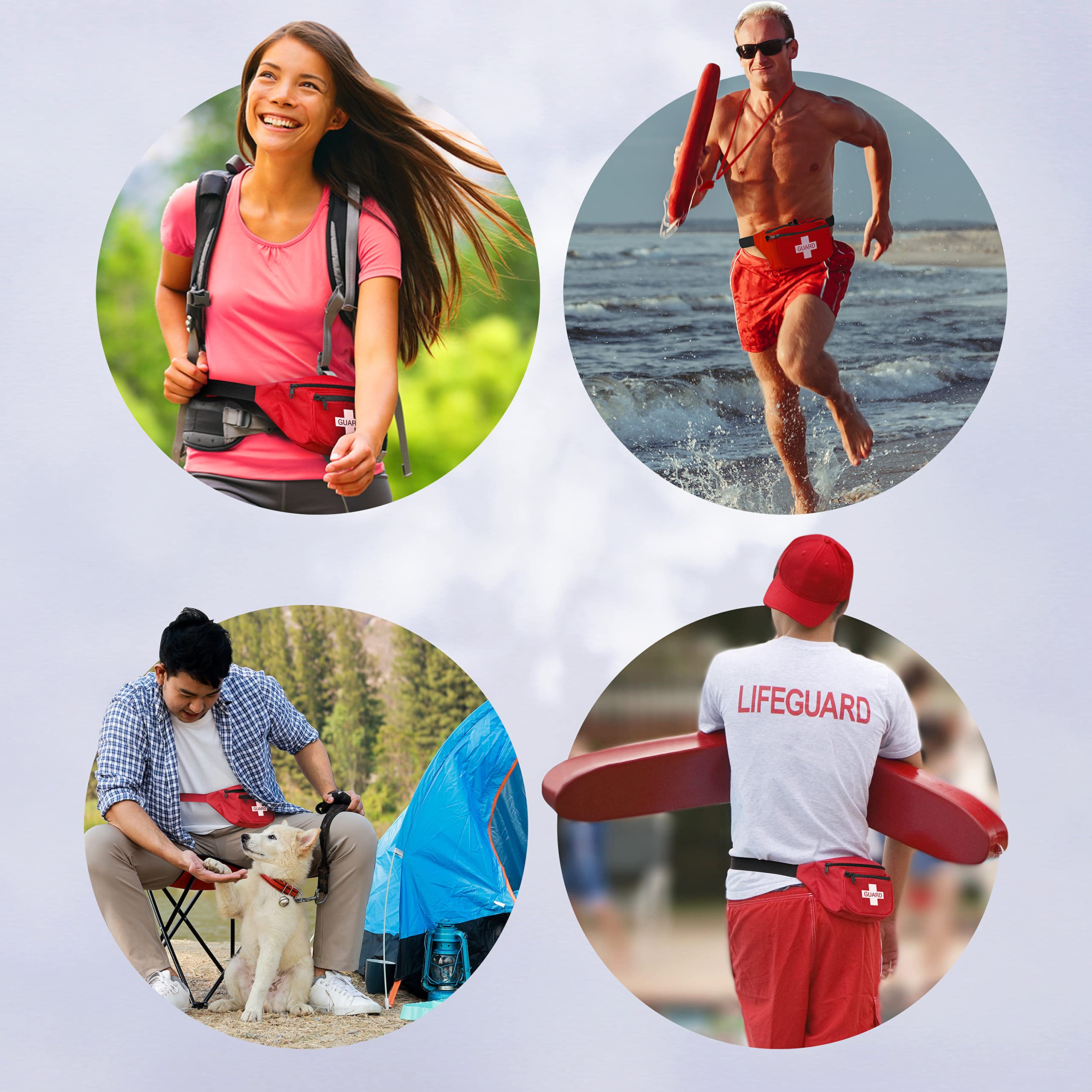 ASA TECHMED - 10 Pack First Aid Waist Pack - Baywatch Lifeguard Fanny Pack - Compact for Pool, Home, Car, Outdoors, Hiking, Playground, Camping, Workplace