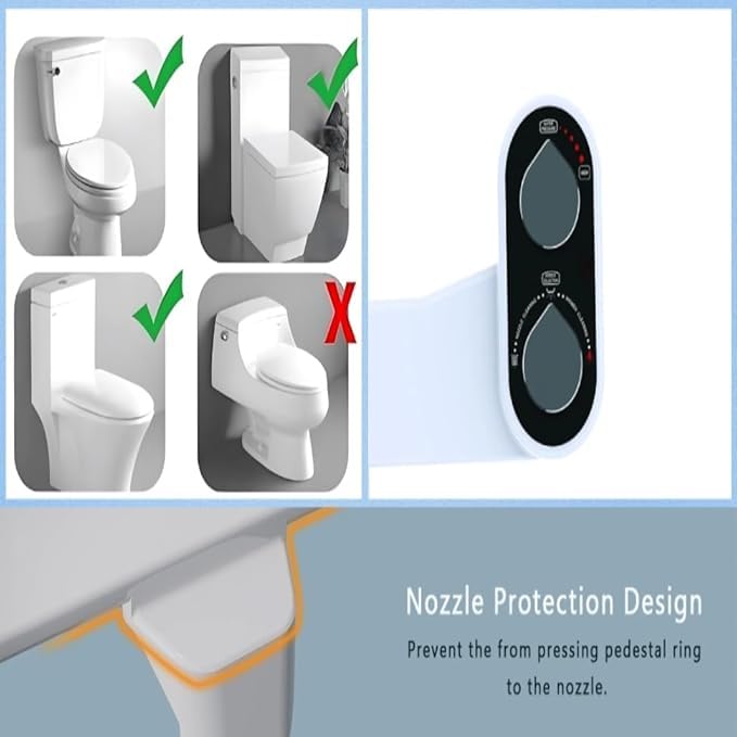 BIDETØASIS Bidet Double-Nozzle Non-Electric Bidet for Toilet, with Front and Rear Washing Functions as Well as a self-Cleaning Mechanism. Adjustable Water Pressure. Easy to Install. (Black)