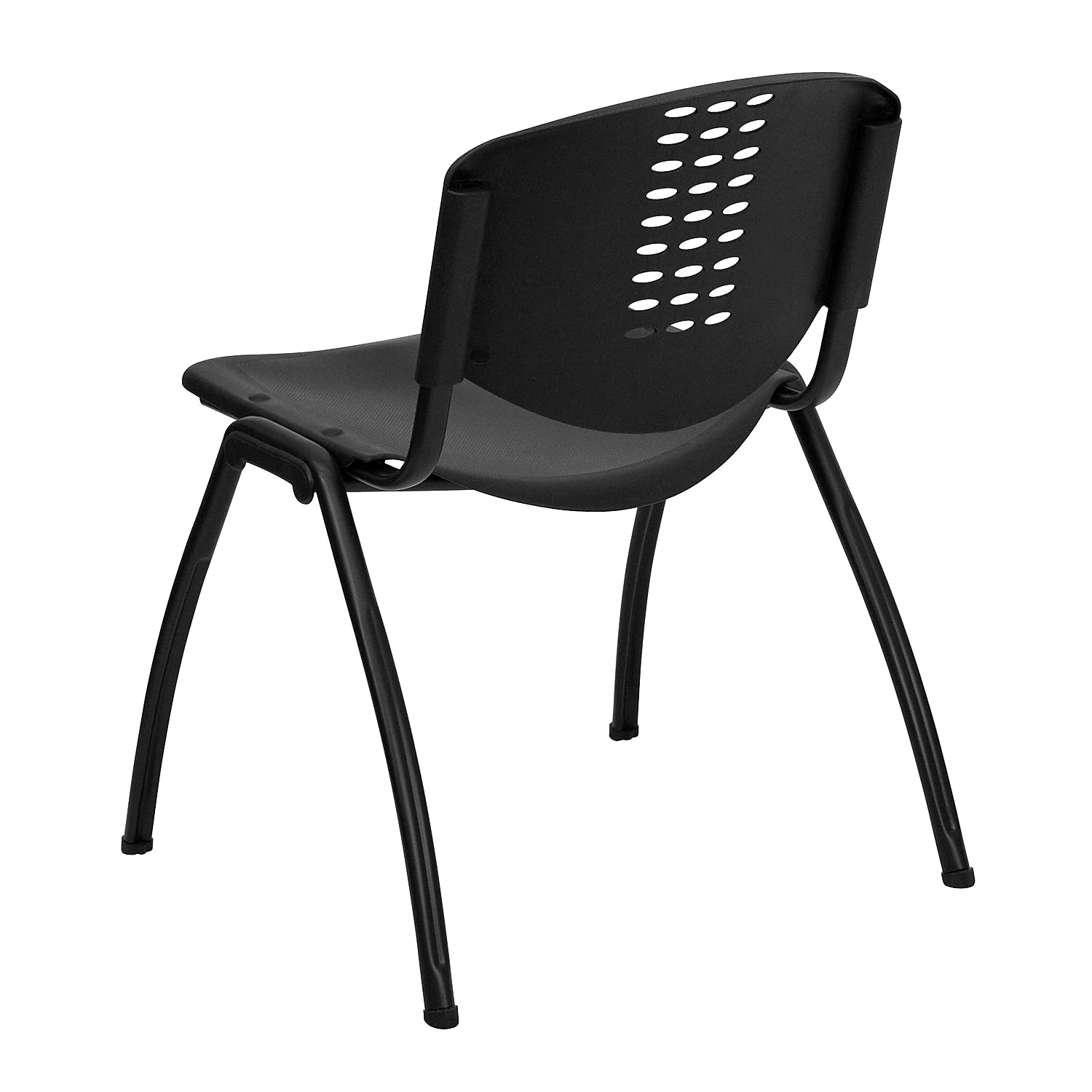 Flash Furniture 5 Pack HERCULES Series 880 lb. Capacity Black Plastic Stack Chair with Oval Cutout Back and Black Frame