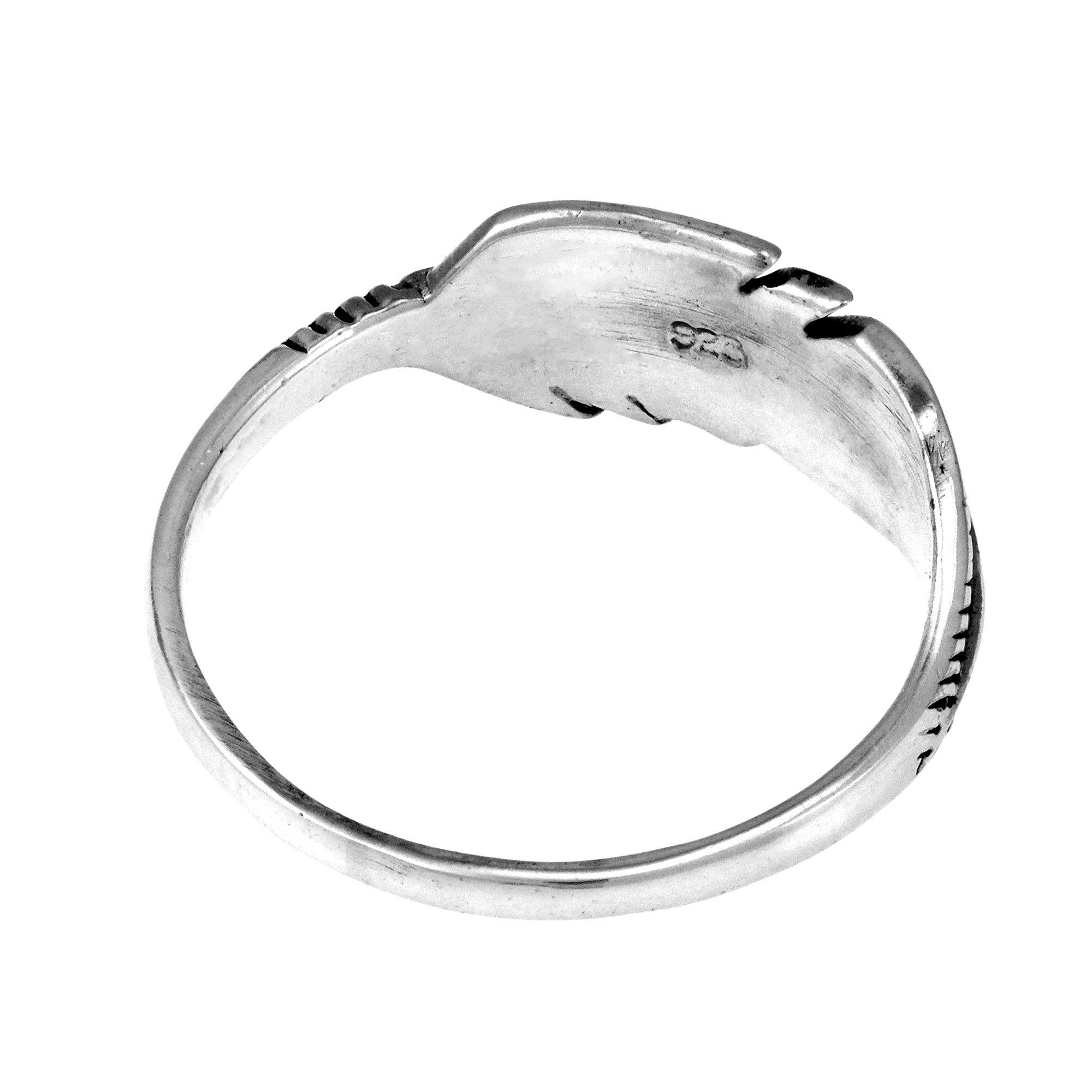AeraVida Vintage Chic Feather Leaf Unisex .925 Sterling Silver Band Ring (6)