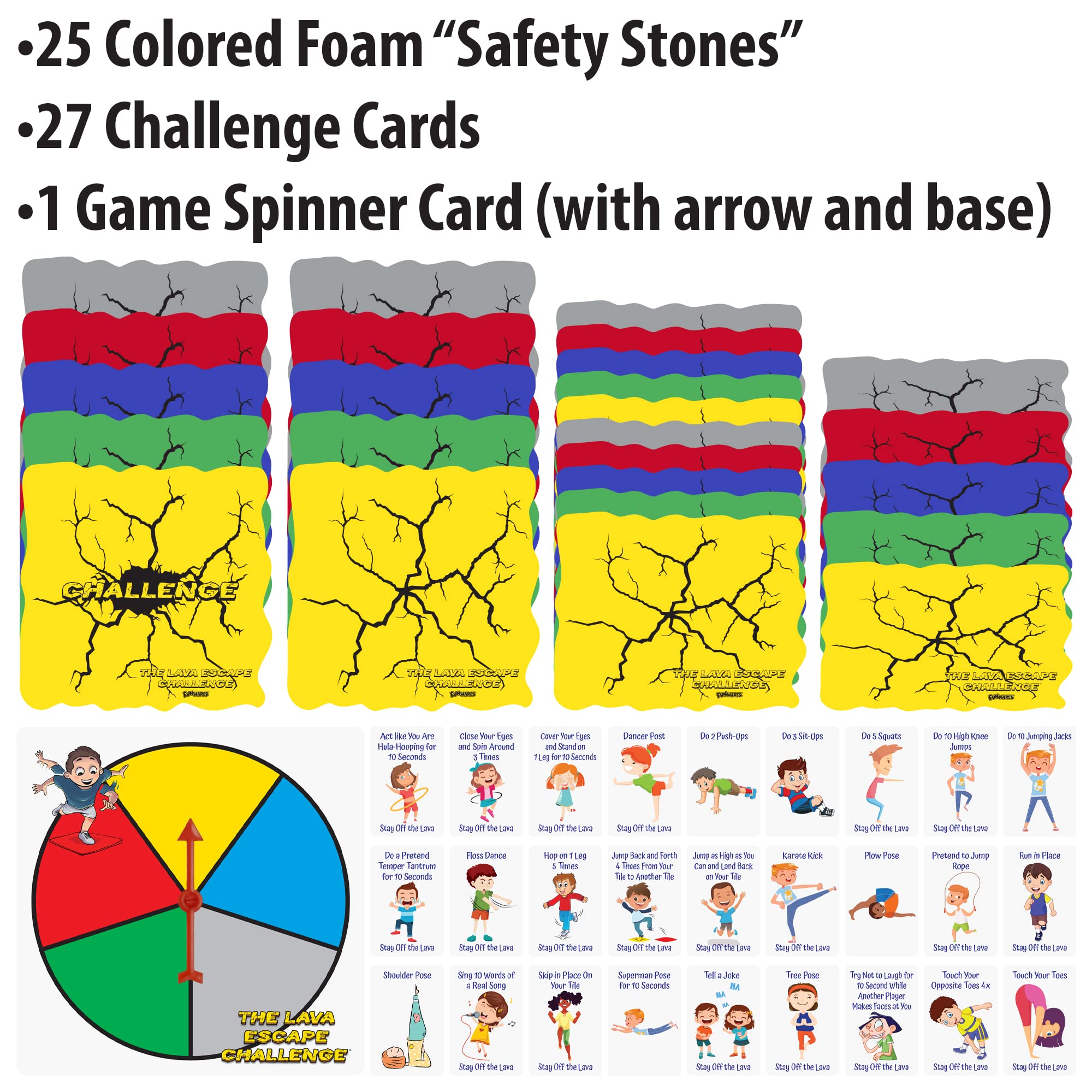 Funwares The Lava Escape Challenge Games for Kids, Indoor and Outdoor Active and Educational Play for Kids Ages 4-8