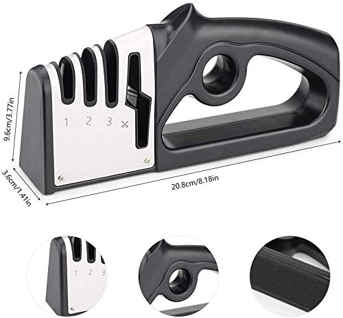 Anosiar Knife Sharpeners, 4-Stage Kitchen Knife Sharpener Manual Knife Sharpening Tool, Professional Sharpener