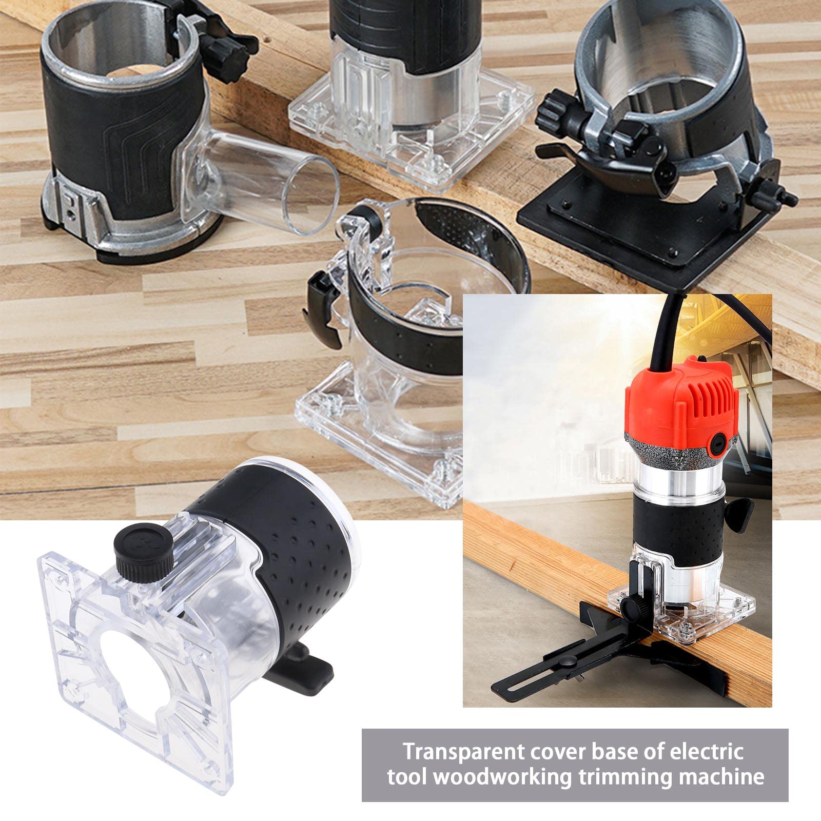 Micro Traders 2Pcs Woodworking Trimmer Router Base for 65mm Inner Diameter Compatible with Makita Router Transparent Trimming Machine Protection Cover Protective Shield Accessories