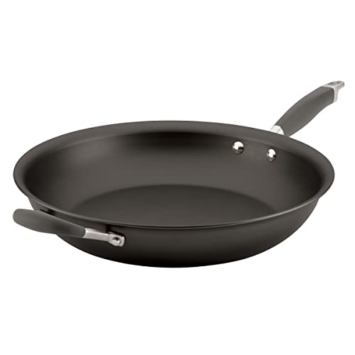 Anolon Advanced Hard-Anodized Nonstick Frying Pan with Helper Handle / Nonstick Skillet, 14 Inch, Gray
