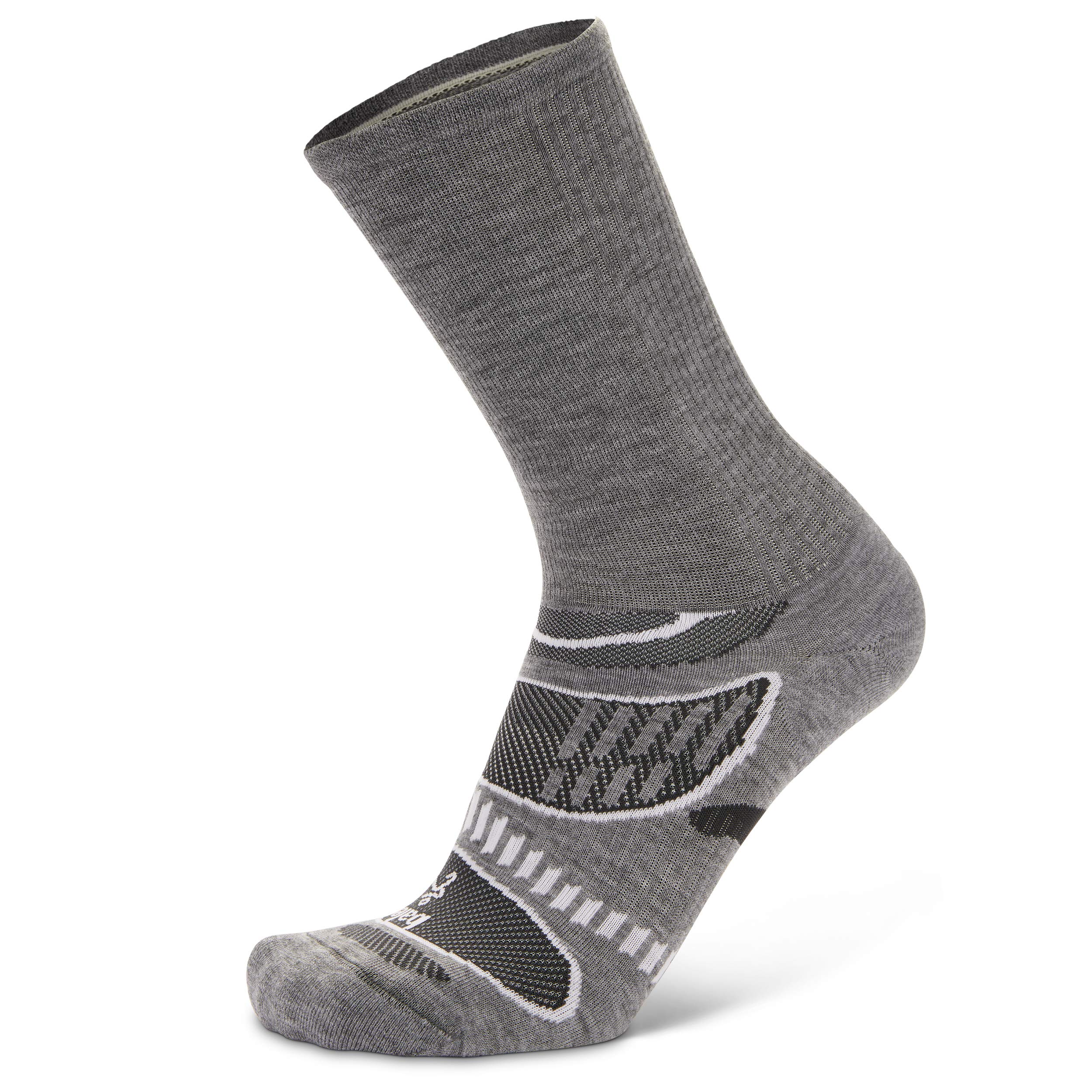Balega Ultralight Lightweight Performance Crew Athletic Running Socks for Men and Women (1 Pair), Grey/White, XL