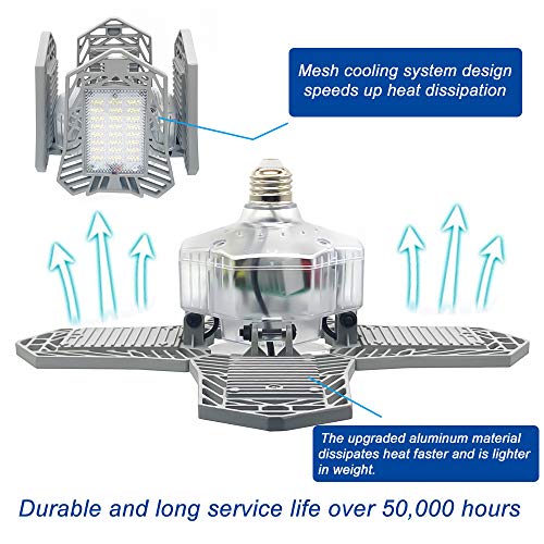 AIFOCUS Upgraded 150W Transparent Garage Light Four Leaf Led Garage Light Led Garage Ceiling Lights Garage Light Bulb for Garage Workshop,Warehouse, Barn,Basement.
