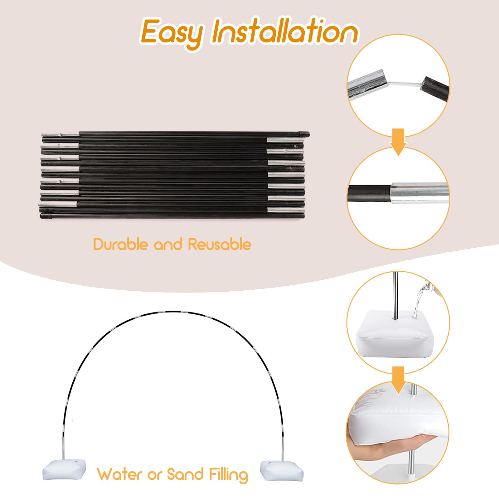 Balloon Arch Kit-10ft Wide & 9ft Tall Balloon Arch Stand with Base for Wedding Baby Shower Birthday Party Supplies Decorations