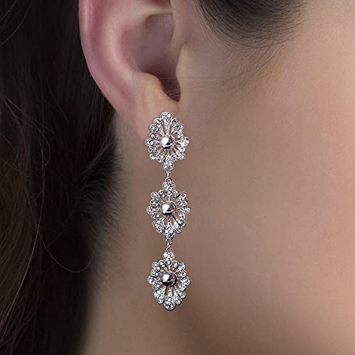 Badgley Mischka Antique Style Rhinestone Simulated Pearl Dangle Drop Earrings for Women