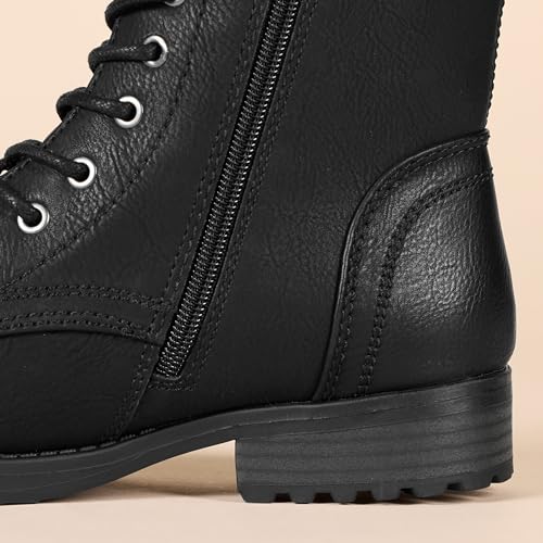 Amazon Essentials Women's Lace-Up Combat Boot, Black, 7