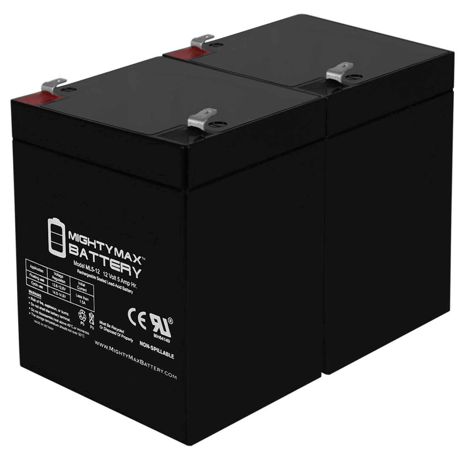 Mighty Max Battery 12V 5AH SLA Battery for Razor Drift Crazy Cart - 25143499-2 Pack