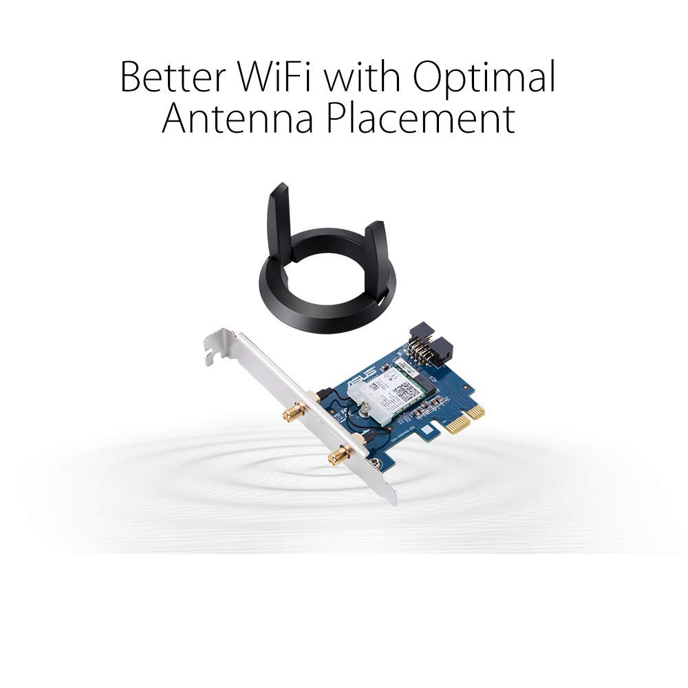 ASUS Dual Band 802.11AC Wireless-AC2100 PCI-e Bluetooth 5 Gigabit WiFi Adapter, 160MHz Support (PCE-AC58BT)