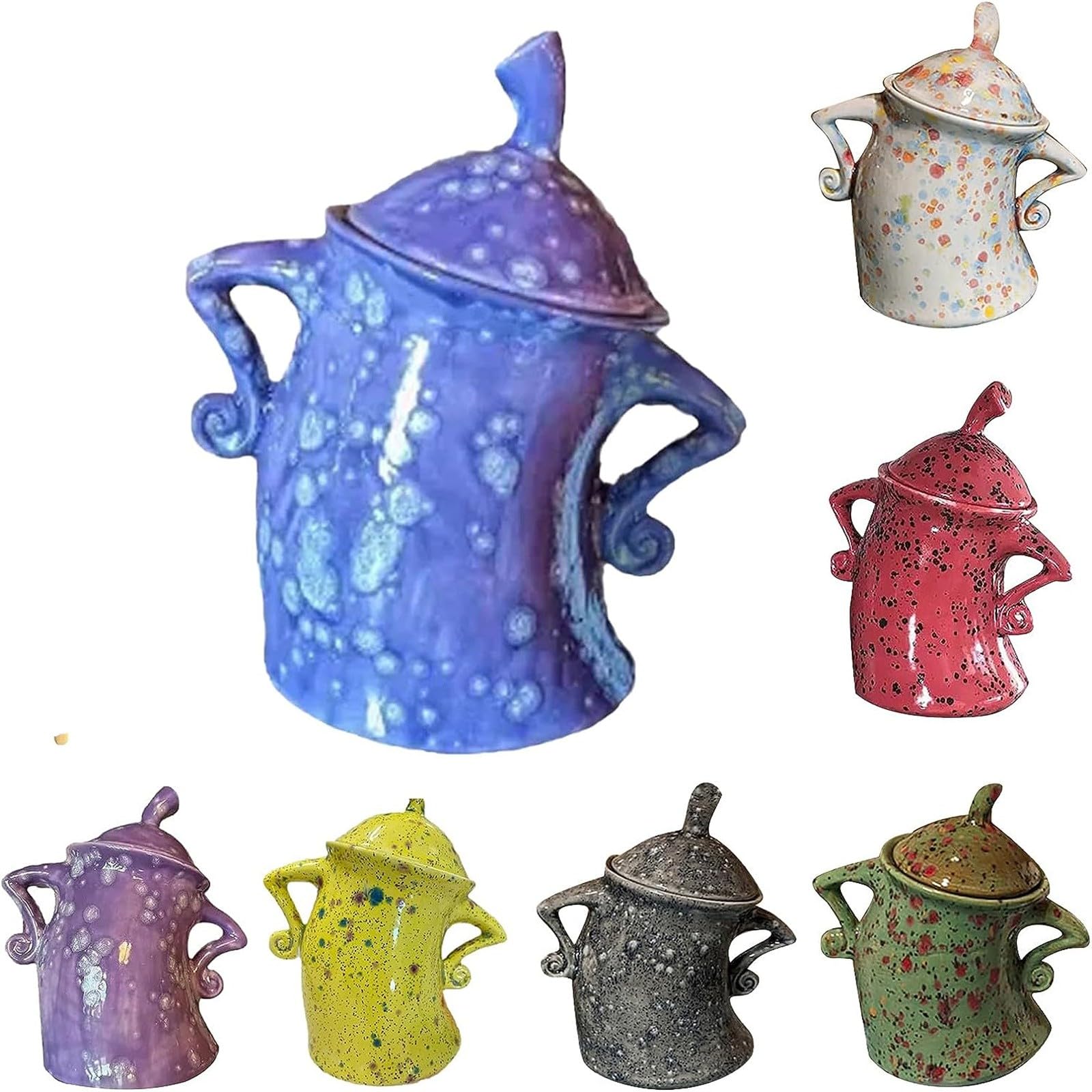 AUWIRUG Canister with Attitude,Fun Sassy Airtight Ceramic Kitchen Storage Canisters,Perfect for Coffee Tea Sugar Spices and More Food Jarsand Halloween Decorationsr (D)