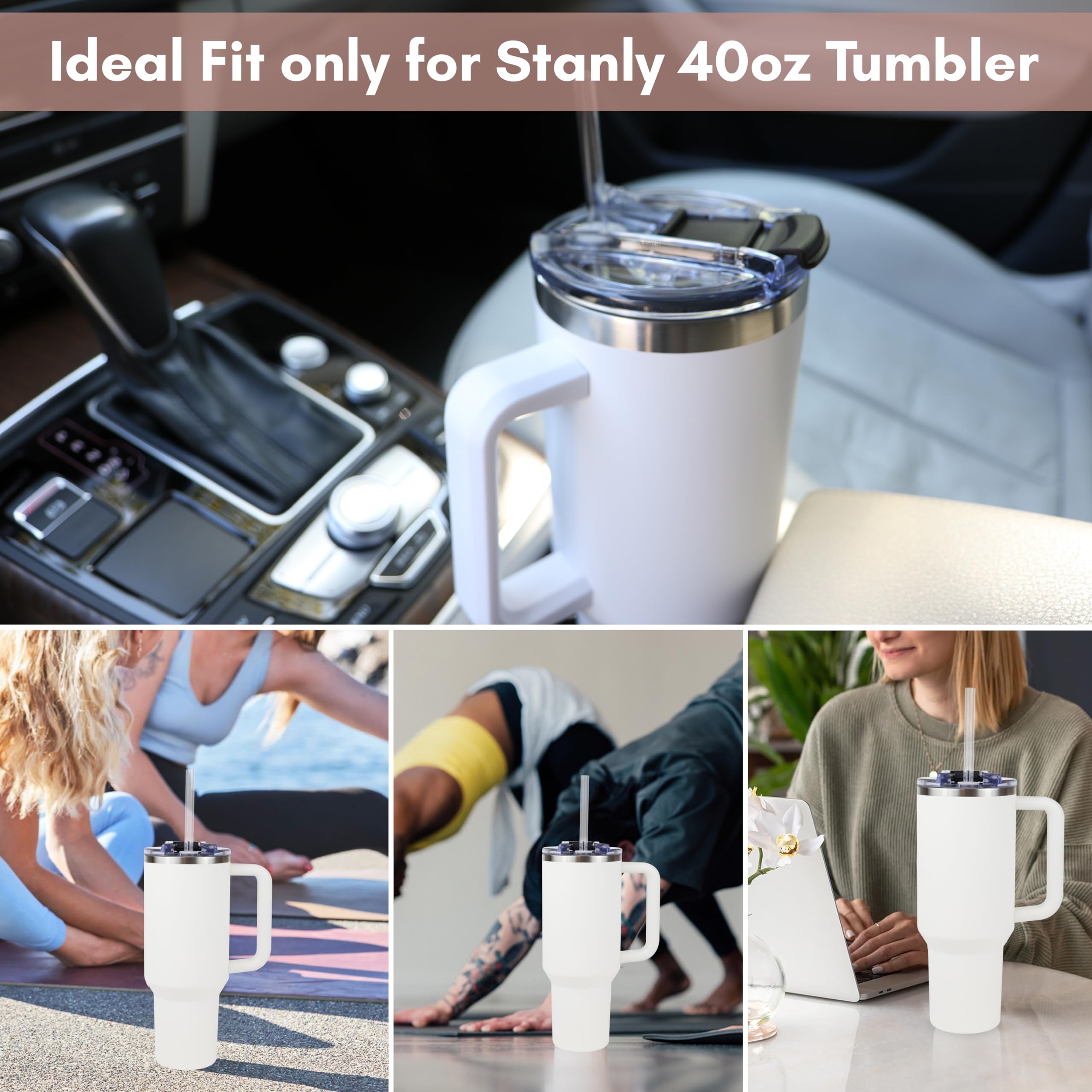 APLUSZ AGGABI 2Pcs replacement Tumbler Lid for Stanley Adventure Quencher 40 oz Tumbler with handle accessories | A lock mechanism for a leakproof and spill-resistant drinking experience on the go.