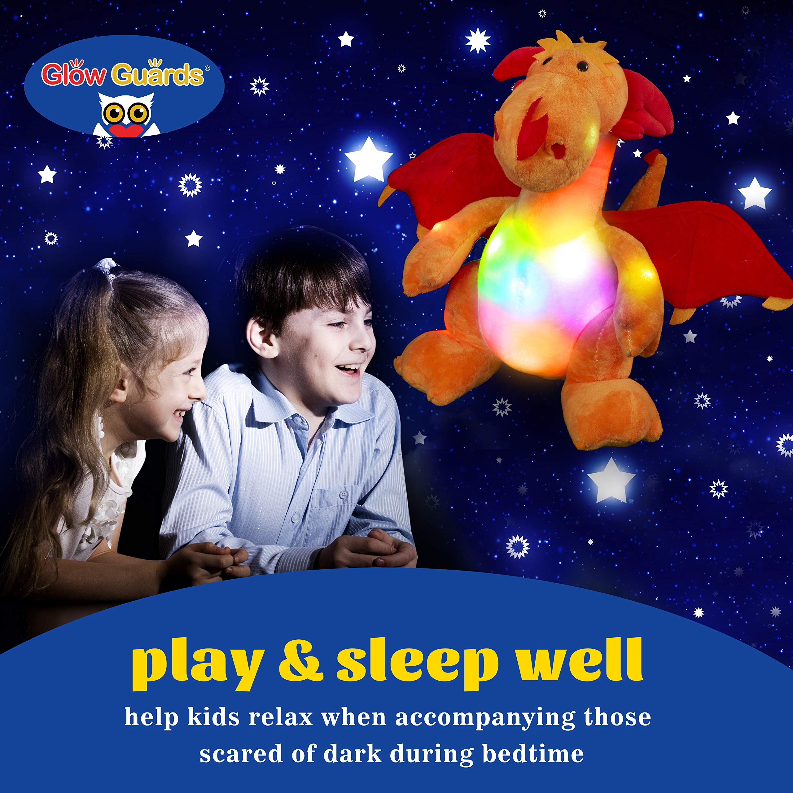 Glow Guards 12’’ Musical Light up Charizard Dragon Stuffed Animal Plush Toy Night Lights Doll Holiday and Birthday Gifts for Kids