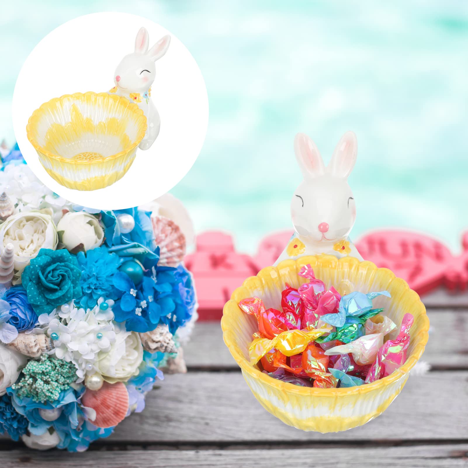 Amosfun Ceramic Food Bowl Easter Bunny Candy Dish Ceramic Easter Basket Easter Ceramic Rabbit Bowl Rabbit Salad Bowl Bunny Shaped Bowl Easter Party Tableware Breakfast Bowl