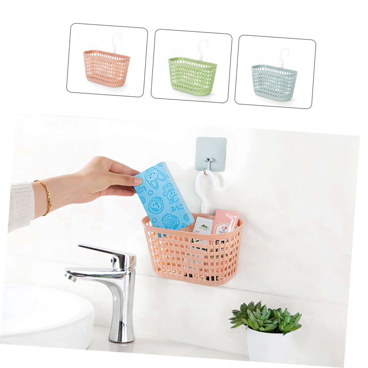 CIYODO Hanging Bathroom Basket Hanging Basket Toiletry Bag Bin Shower Organizer Hanging Shower Tote Hanging Shower Corner Shower Soap Holder Storage Basket Nordic