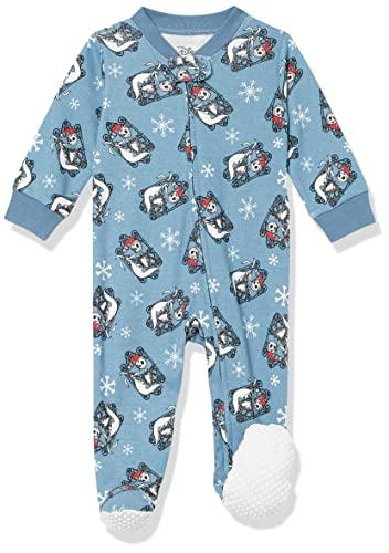 Amazon Essentials Disney | Marvel | Star Wars Unisex Babies' Snug-Fit Cotton Pajama Sleepwear Sets, Nightmare Santa Jack - Sleep & Play, 0-3 Months