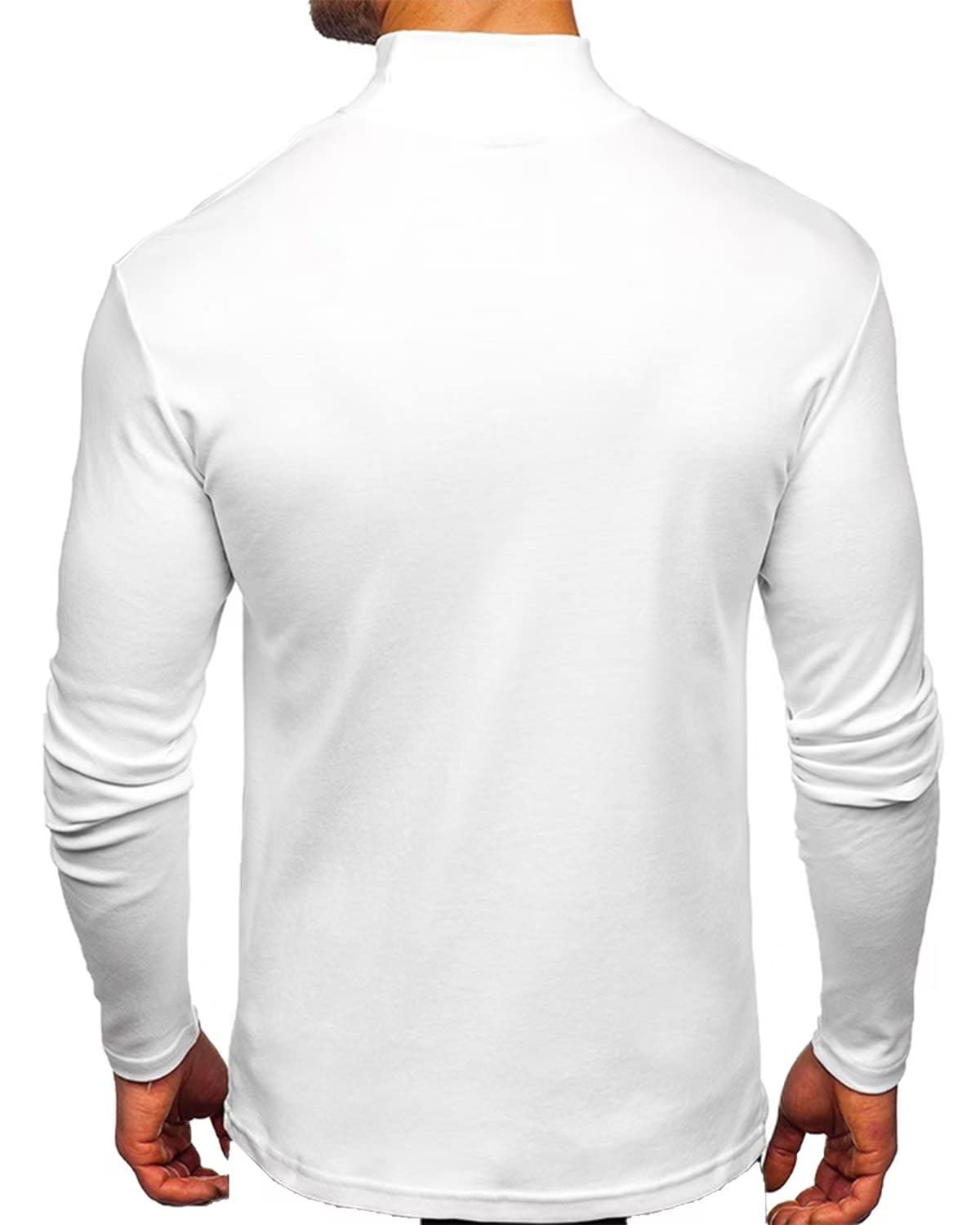Annystore Men’s Turtleneck Sweater Slim Fit Mock Turtleneck Knitted Casual Thermal Pullover Sweater White