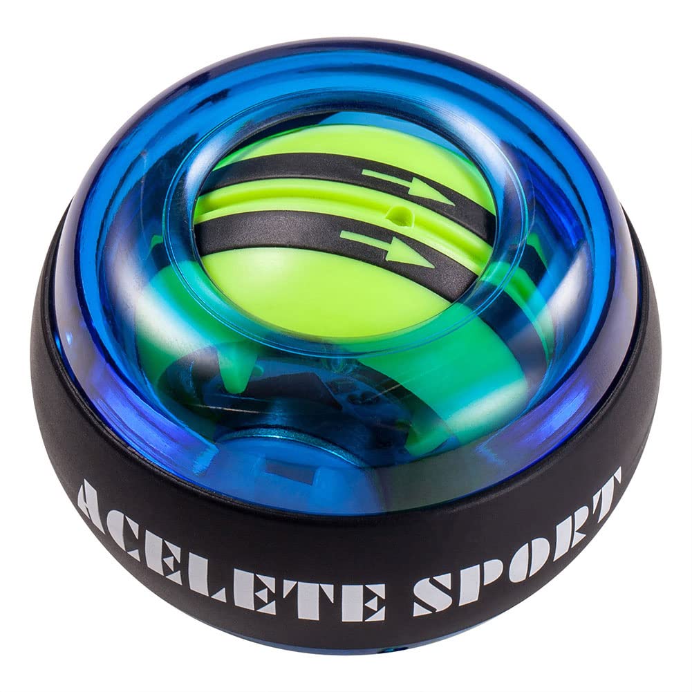 ACELETE Auto-Start 2.0 Gyro Ball Wrist Exerciser Gyroscope Ball Forearm Strengthener for Stronger Wrist Bones and Muscle with LED Lights(Blue)