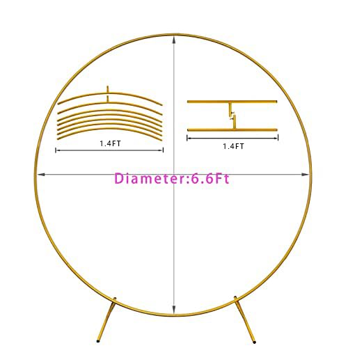 Balloon Arch Stand, Round Backdrop Stand, 6.6ft Circle with Bases Wedding Arch, Circle Backdrop Stand for Bridal, Birthday Party Decoration
