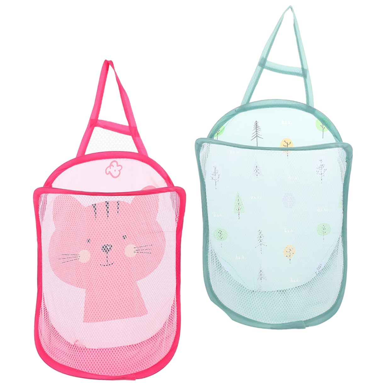 Parliky 2pcs Folding Laundry Hanging Basket Collapsible Baskets Mesh Laundry Hamper Bathroom Laundry Hamper Over The Door Laundry Hamper -up Organizer Portable Travel Nylon
