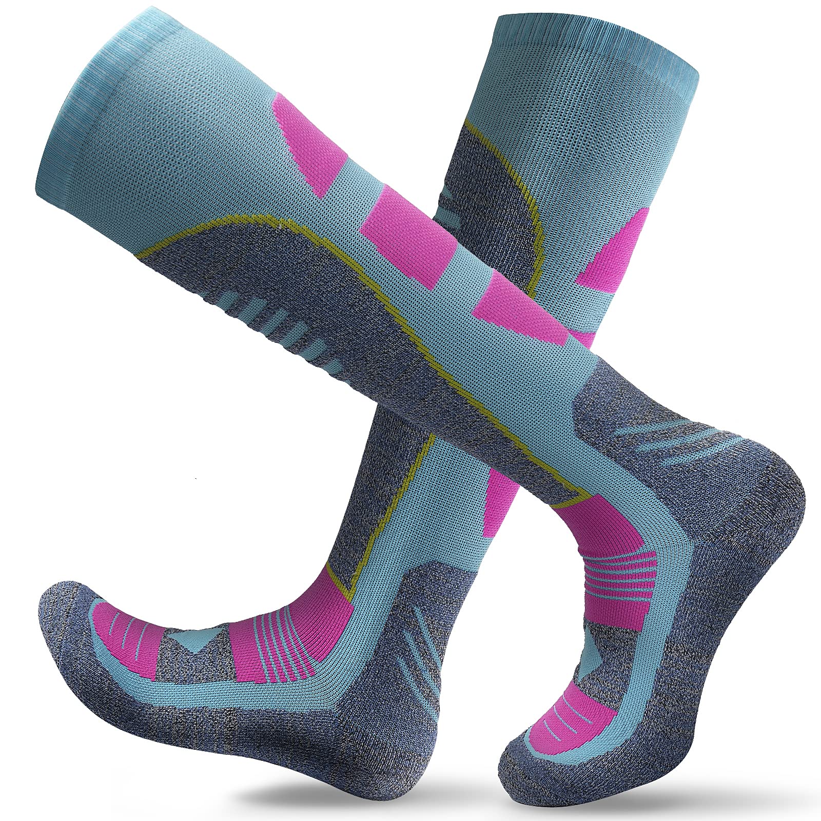 AII Athlete High Performance Unisex Knee Length Ski Socks For Men and Women2 pairs, Winter Performance Socks,Snowboard socks