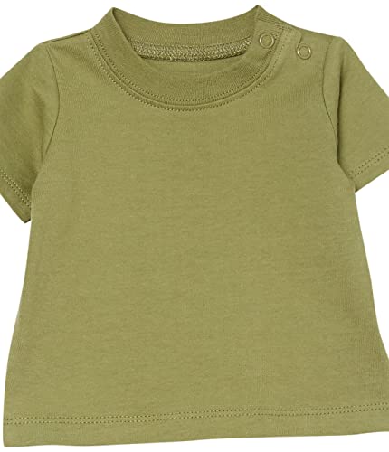 Amazon Essentials Baby Boys' Short-Sleeve Tee, Pack of 5, Beige Crocodile/Green Tiger/Olive/Yellow/Stripe, 0-3 Months