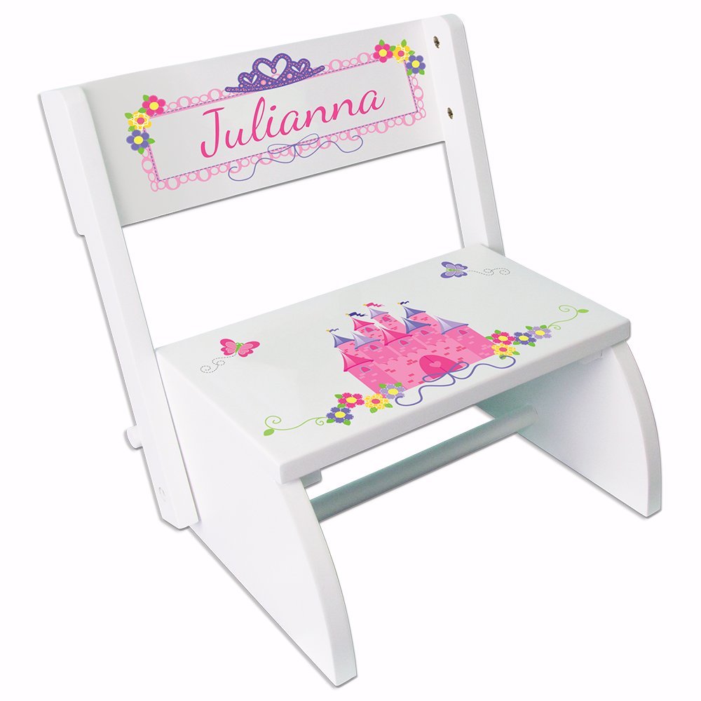 My Bambino Personalized Princess Castle Step Stool Bench Seat for Girl's