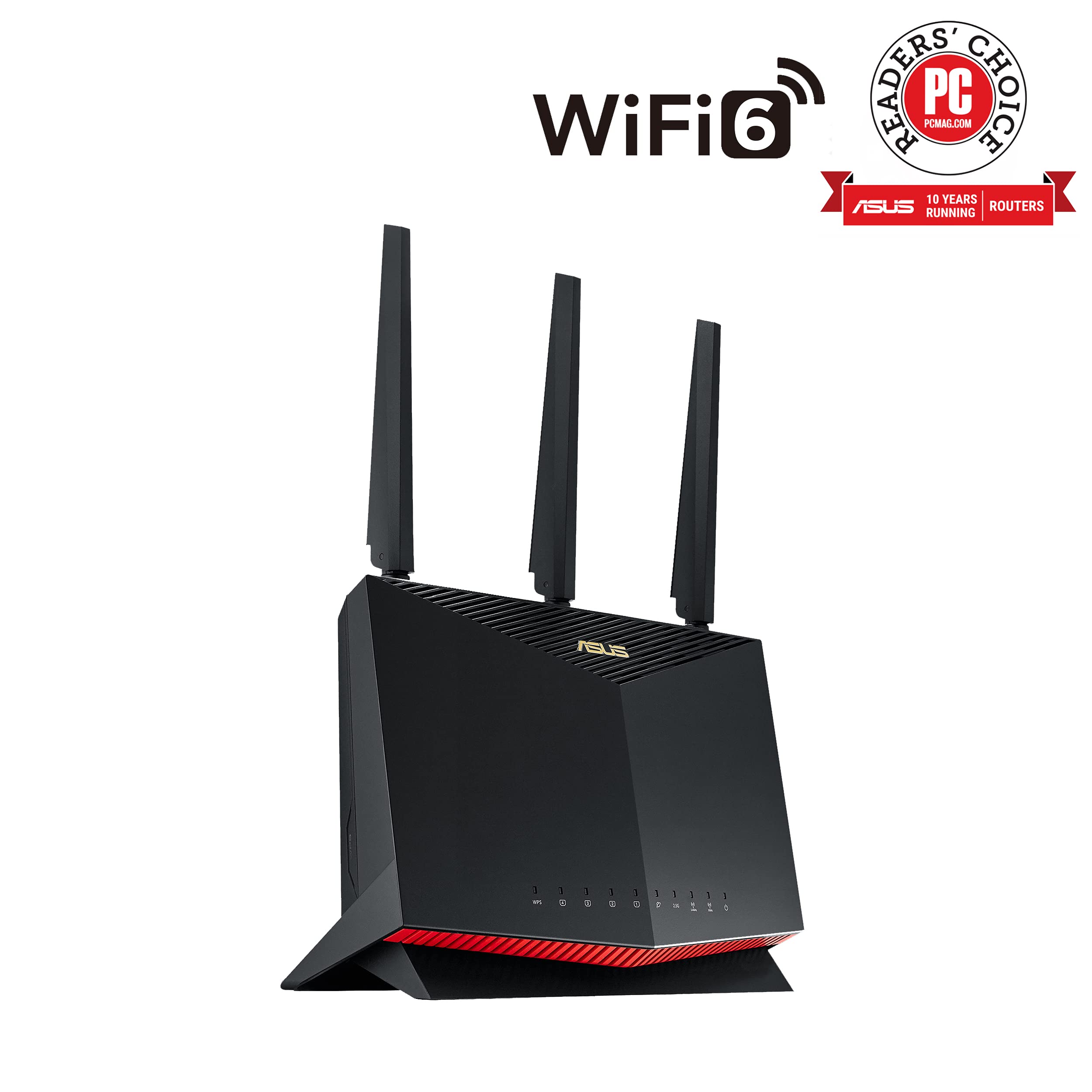ASUS AX5700 WiFi 6 Gaming Router (RT-AX86S) β Dual Band Gigabit Wireless Internet Router, up to 2500 sq ft, Lifetime Free Internet Security, Mesh WiFi Support, Gaming Port, True 2 Gbps (Renewed)