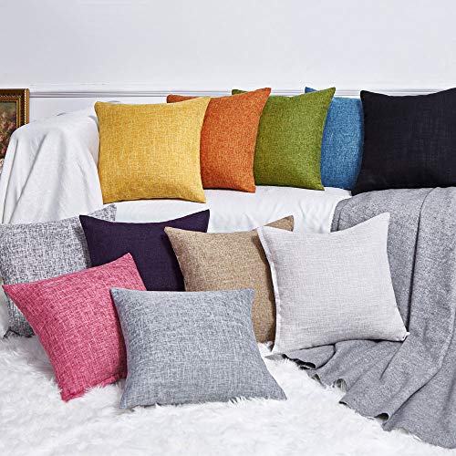 Anickal Thanksgiving Pillow Covers 18x18 Inch for Fall Decorations Set of 2 Burnt Orange Rustic Linen Decorative Square Throw Pillow Covers for Sofa Couch Farmhouse Home Decoration