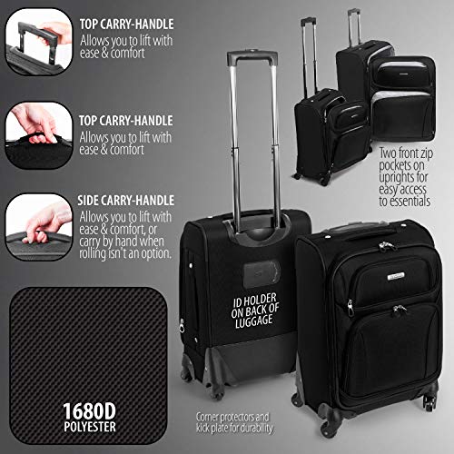 AMERICAN TOURISTER Premium 4 Piece Lightweight 1680D Set (20,28 Spinner, Boarding & Duffel) Black