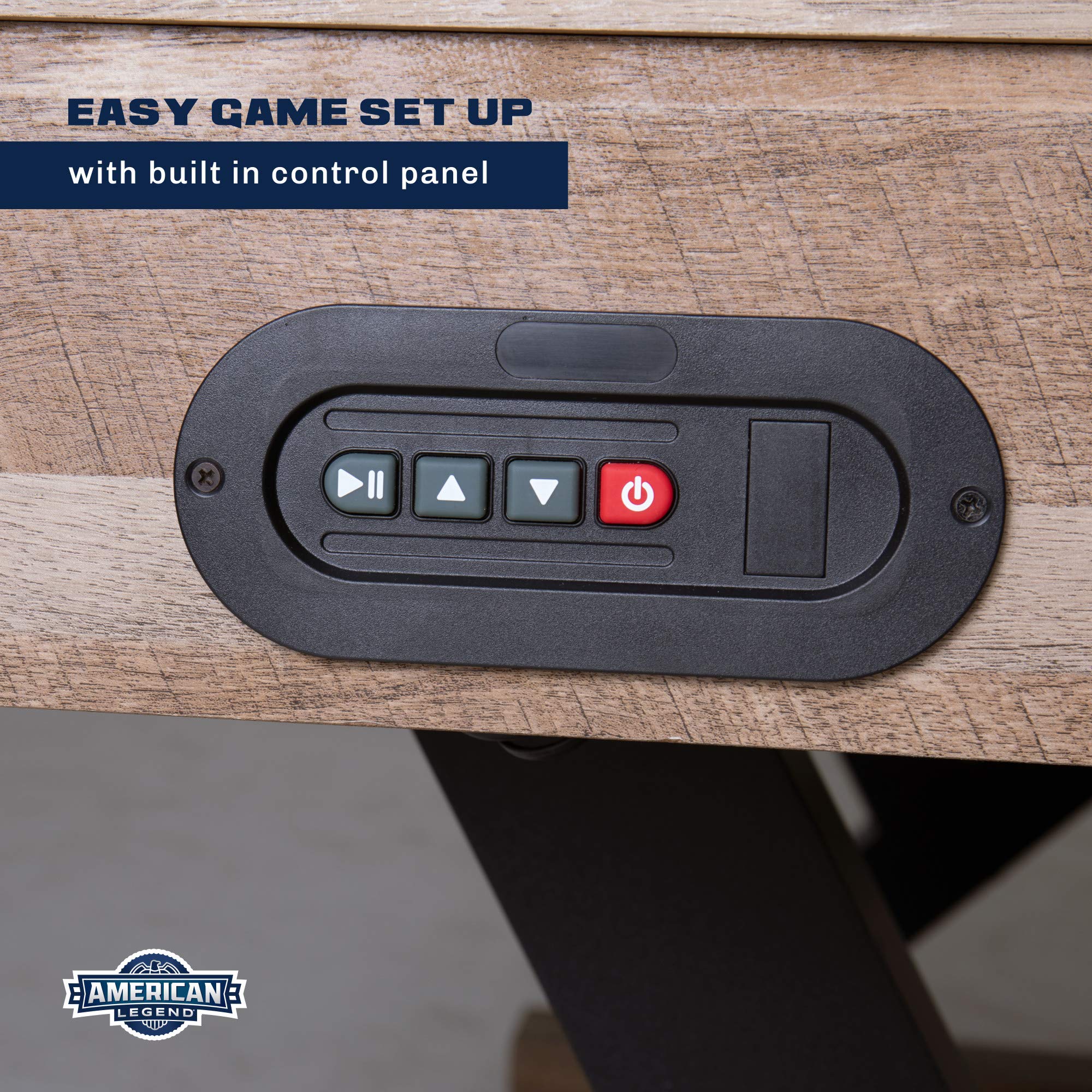 American Legend Kirkwood 84” Air Powered Hockey Table with Rustic Wood Finish, K-Shaped Legs and Modern Design