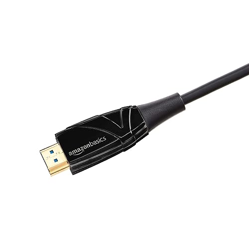 Amazon Basics HDMI Fiber Optic Cable, 18Gbps High-Speed, 4K@60Hz, 2160p, 48-Bit Color, Ethernet Ready, 50 Foot, Black