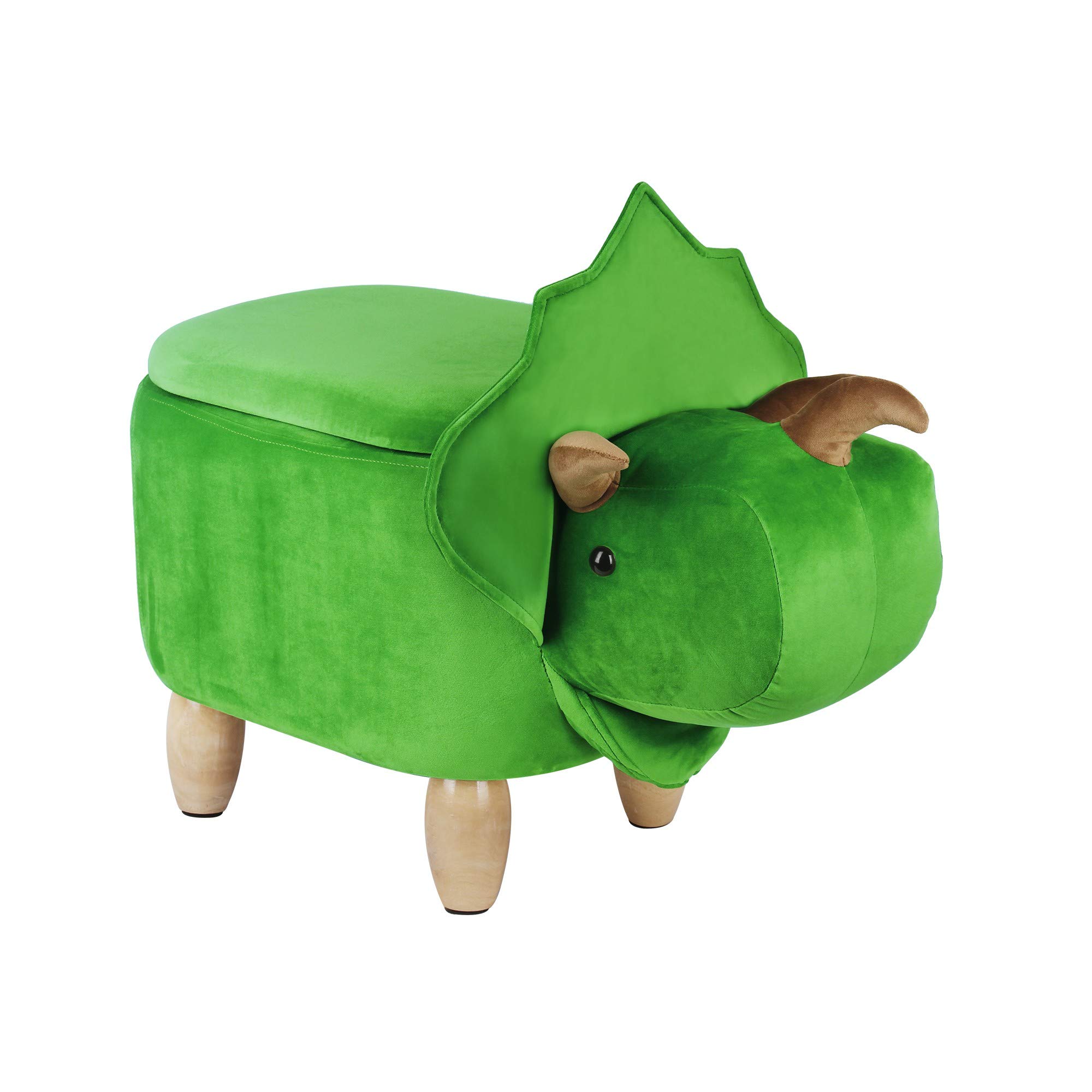 Animal Storage Ottoman, Upholstered Footrest Stool, Green Dinosaur Shape for Kids Ride-on, Cute Decorative Stool for Living Room/Kids Room, 1 Pack