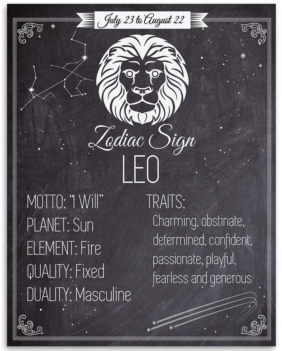 Astrology Posters - Zodiac Sign Leo, The Lion - 11x14 Unframed Print - Great Vintage Zodiac Poster, Astrology and Aptitude Vintage Home Wall Decor for Astrology Enthusiasts, Leo Constellation Wall Art