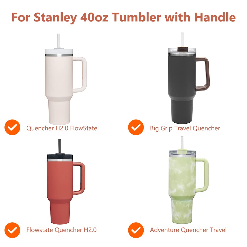 AUAUY 2 PCS Tumbler Lids with 2PCS Dust-proof Cloud Straw Covers for Stanley Quencher H2.0 40 oz and Stanley Adventure Quencher 40 oz, Leak Proof Replacement Lids, White Lids for Tumblers