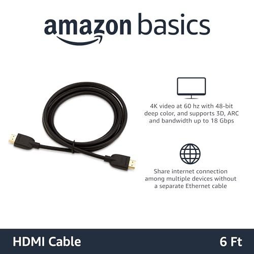 Amazon Basics High-Speed 4K Ultra HD HDMI 2.0 Cable / Cord, 6 feet, 24-Pack, 18 Gbps, 60 Hz, 2160p, 48 bit, male-to-male, Ethernet Ready, 3D, Black