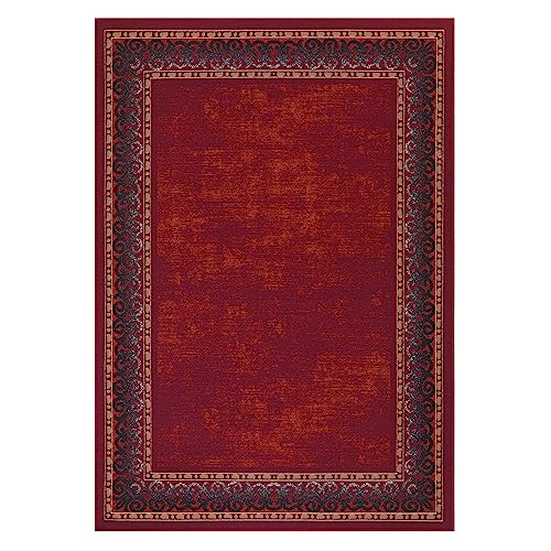 Antep Rugs Alfombras Bordered Modern 3x5 Non-Slip (Non-Skid) Low Pile Rubber Backing Indoor Area Rug (Maroon Red, 3' x 5')