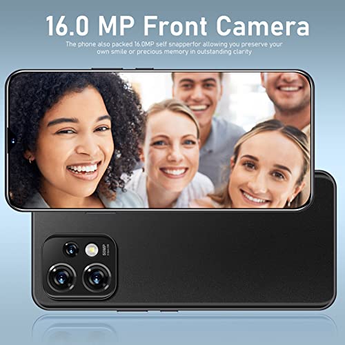 ANGGREK 6.53 Inch 5G Smartphone WiFi HD Screen 6GB RAM 128GB ROM 16MP and 32MP Camera 4G Mobile Phone for Android 12 100V to 240V Black (US Plug)