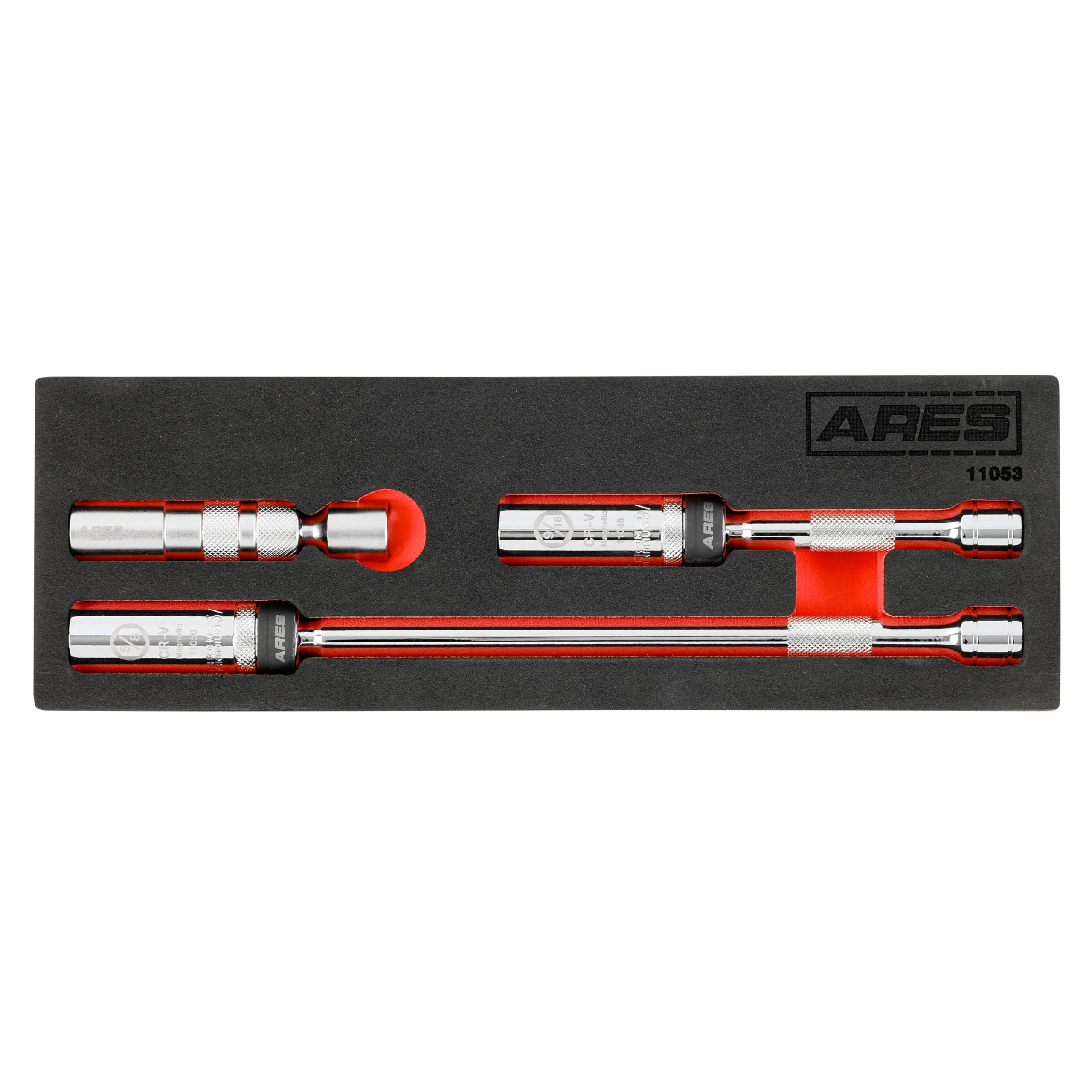 ARES 11014-5-Piece Magnetic Swivel Spark Plug Socket Set - Includes 14mm Thin Wall Socket, 9/16 6-inch Extension Socket, and 5/8 Sockets with 4-, 6-, and 10-inch Extensions