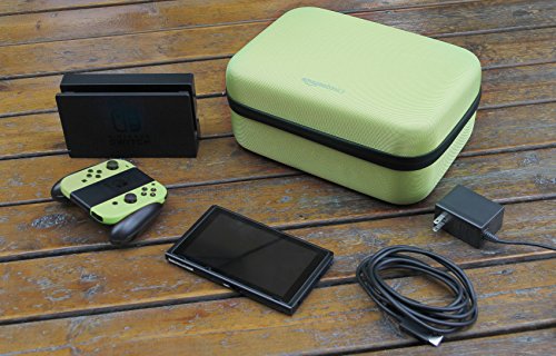Amazon Basics Hard Shell Travel and Storage Case for Nintendo Switch and Switch OLED- 12 x 4.8 x 9 Inches, Neon Yellow