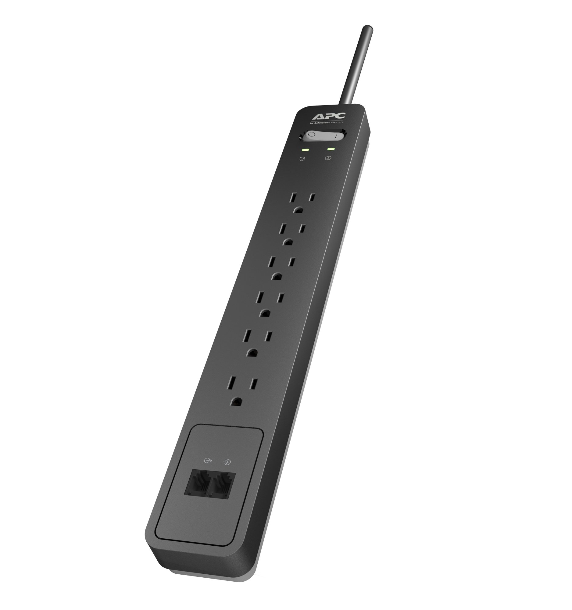 APC 6-Outlet Surge Protector Power Strip with Telephone Protection, 1080 Joules, SurgeArrest Essential (PE6T) , Black