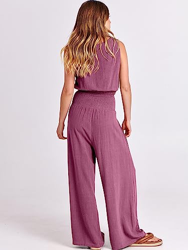ANRABESS Women's 2 Piece Linen Lounge Set Casual Matching Pants Jumpsuit Summer Beach Travel Vacation Trendy Outfits X-Large