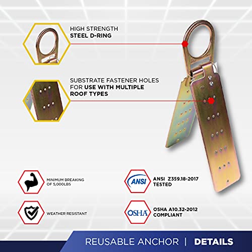 ATERET Bucket of Roof Harness Safety Kit, 50 ft. Vertical Lifeline Assembly, Reusable Anchor, 4 Gallons Bucket, Safety Harness Fall Protection Kit