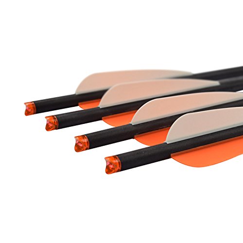 Archery 16inch Hunting Archery Carbon Arrow Crossbow Bolts with 4" vanes Feather and Replaced Arrowhead/Tip(Pack of 12